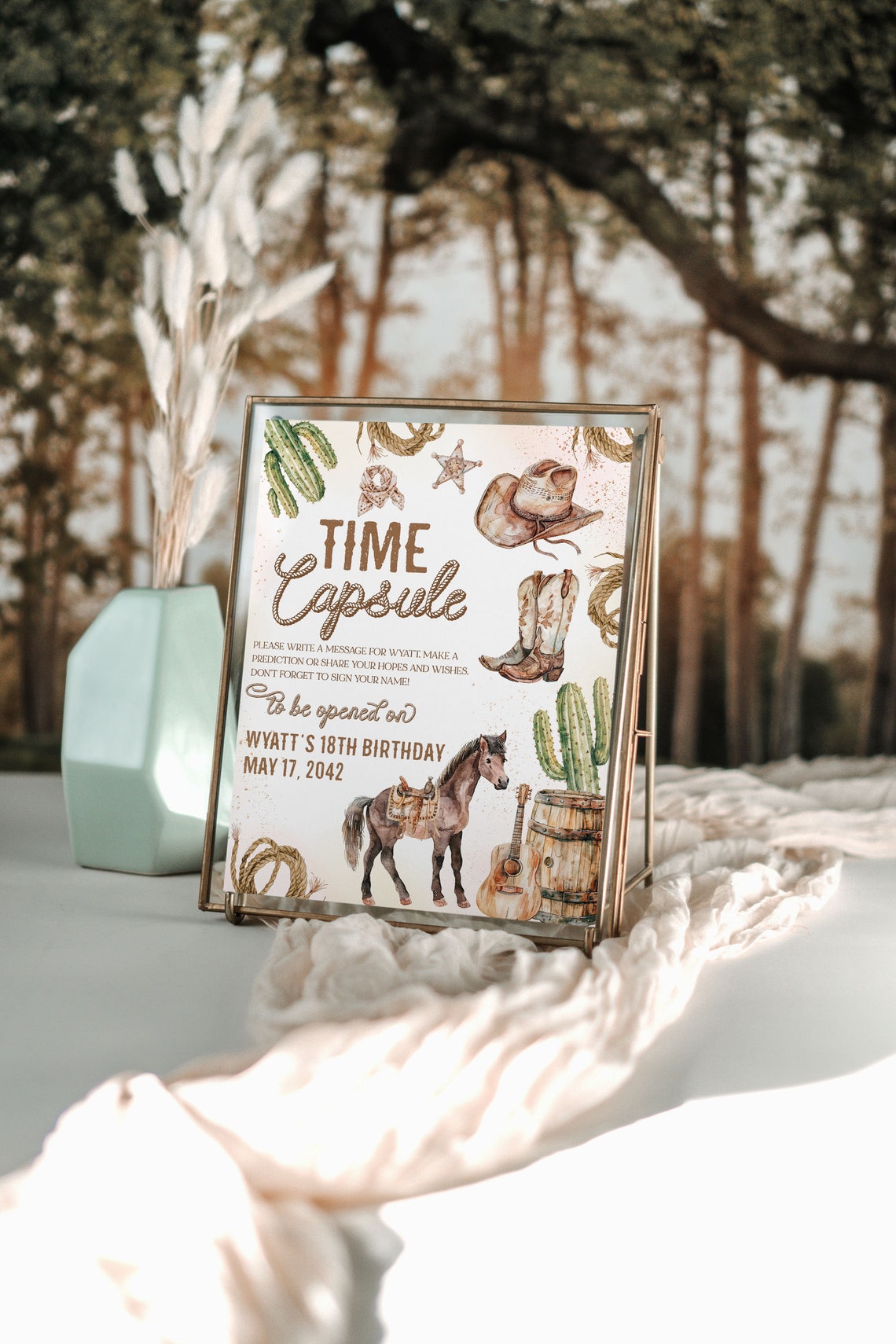 Western Time Capsule, 1st Rodeo Birthday Time Capsule Sign, Cowboy 1st ...