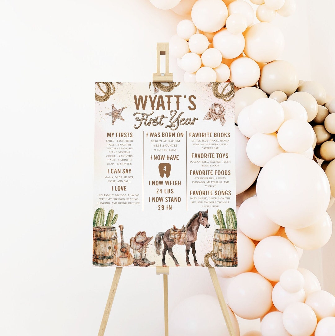 Rodeo 1st Birthday Milestone Sign, 1st Rodeo Milestone Board, First ...
