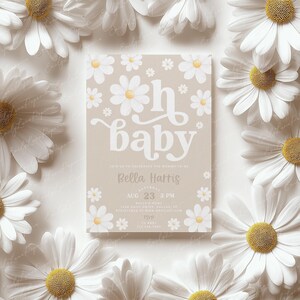 Daisy Baby Shower Invitation, Daisy Oh Baby Invitation, Gender Neutral ...