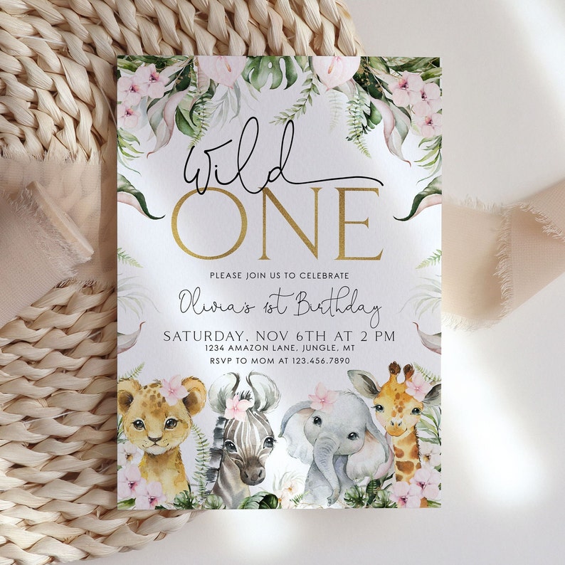 Wild One Birthday Girl Invitation Wild One Invitation | Etsy