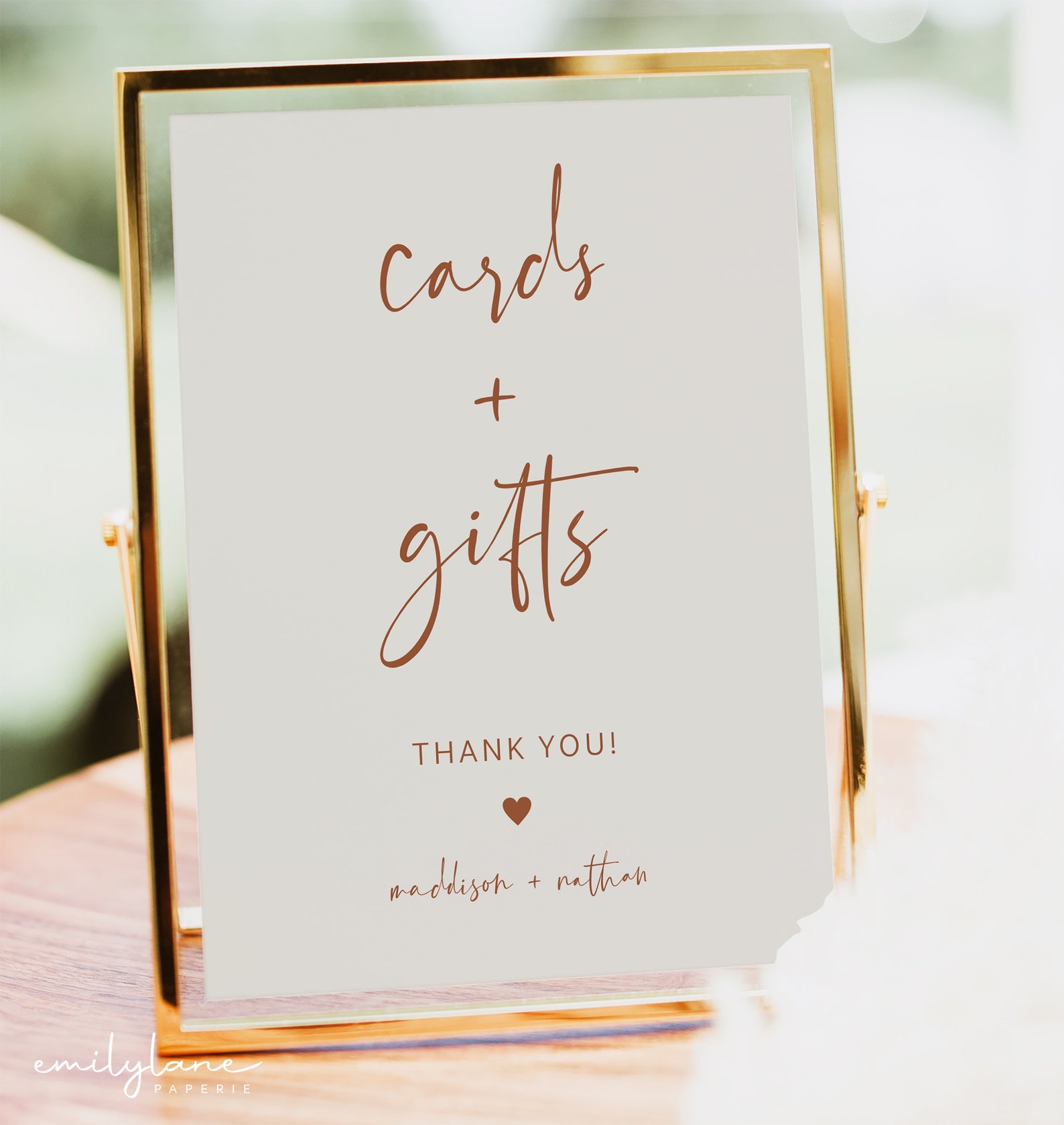 Terracotta Cards and Gifts Sign Template, Burnt Orange Wedding Gifts ...