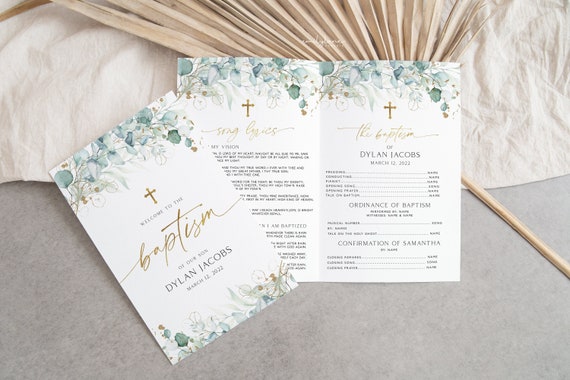Baptism Programs Printable Christening Program Template - Etsy