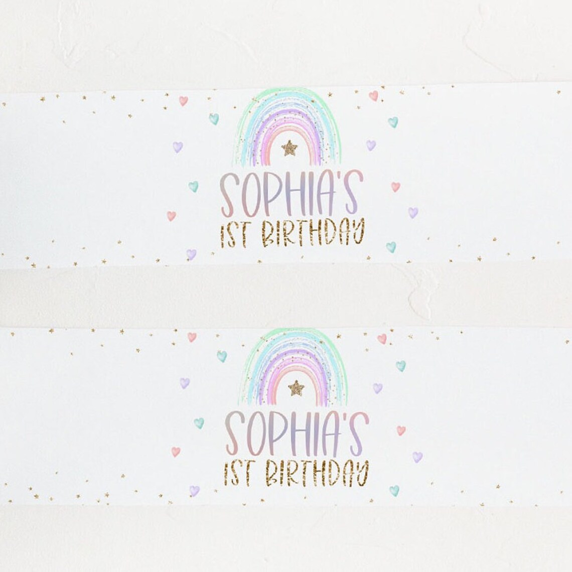 Rainbow Water Bottle Label, Pastel Rainbow Birthday Water Label ...