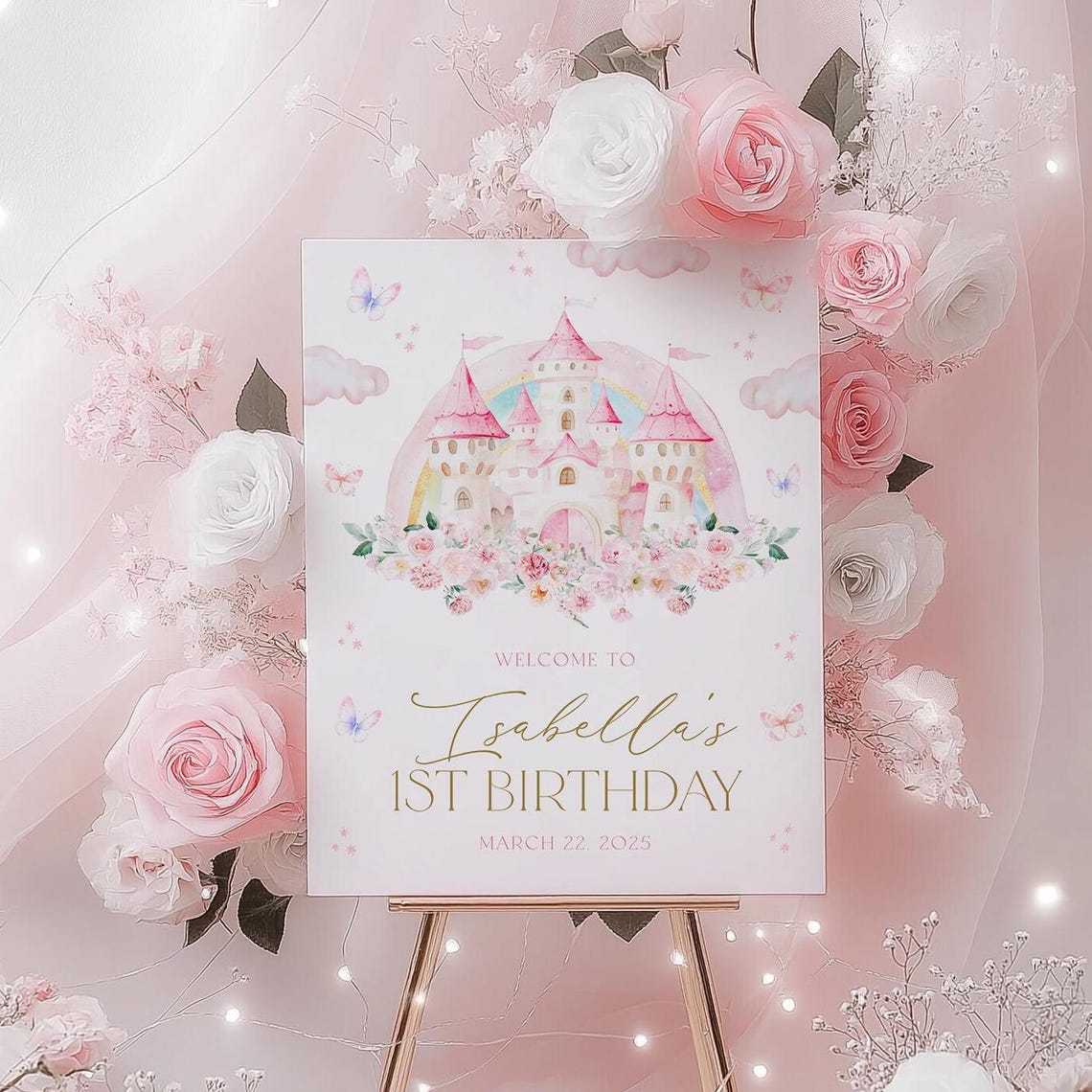 Princess Welcome Sign, Princess Castle 1st Birthday Welcome Sign ...