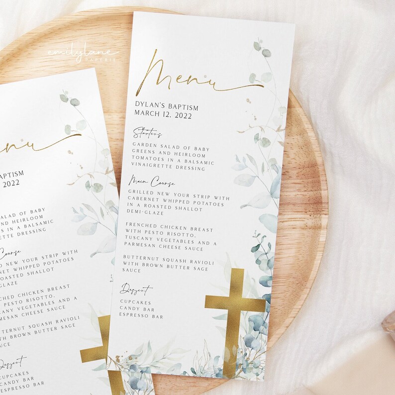 Baptism Menu Template Printable Christening Menu Template - Etsy