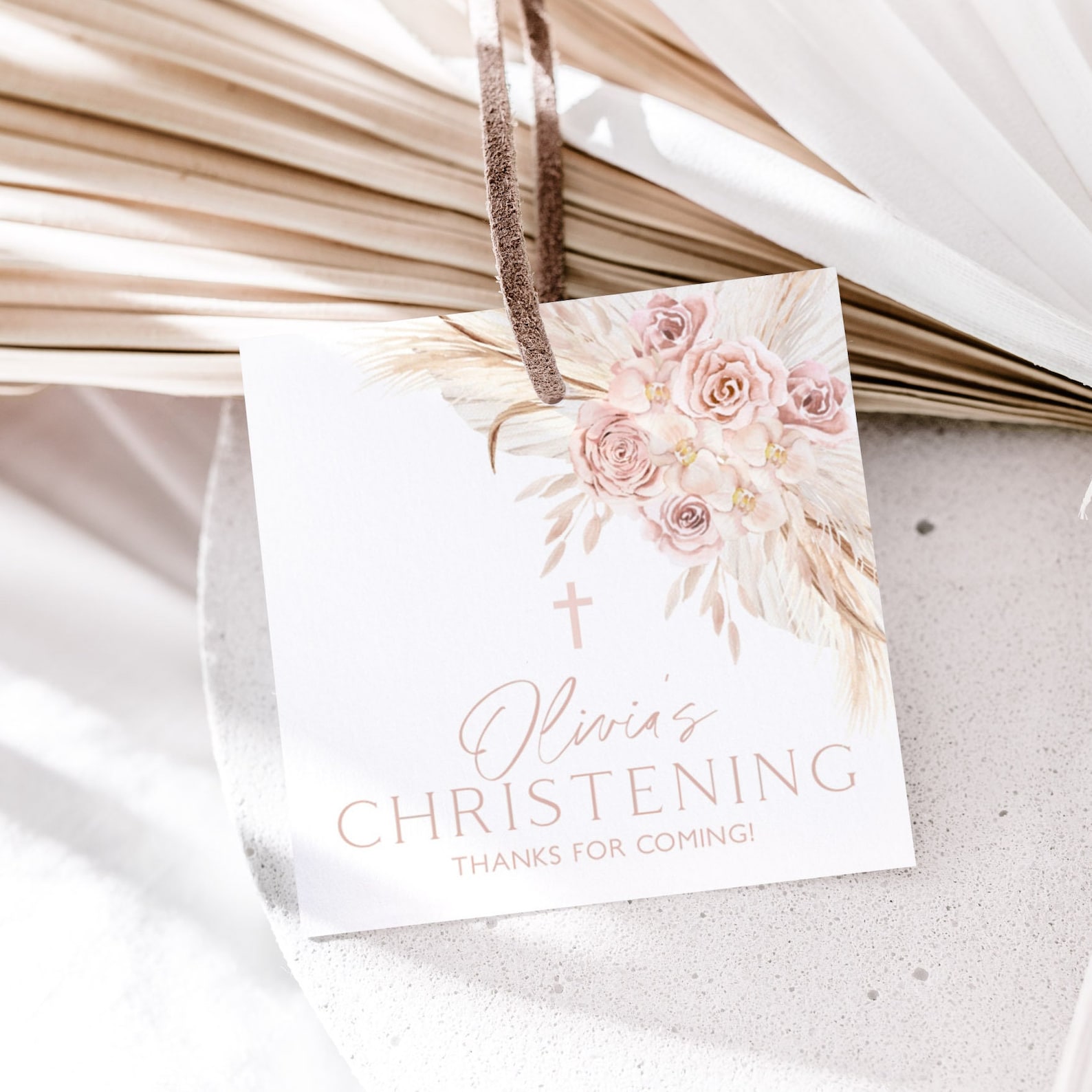 Boho Christening Favor Tags, Editable Tags, Baptism Favor Tags, Boho ...