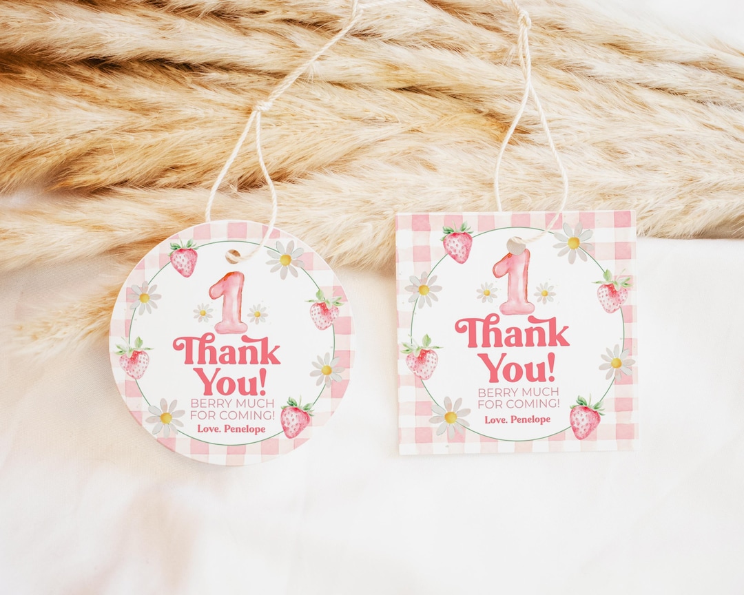 Berry 1st Birthday Favor Tags, Editable Strawberry Tags, Berry Tag ...