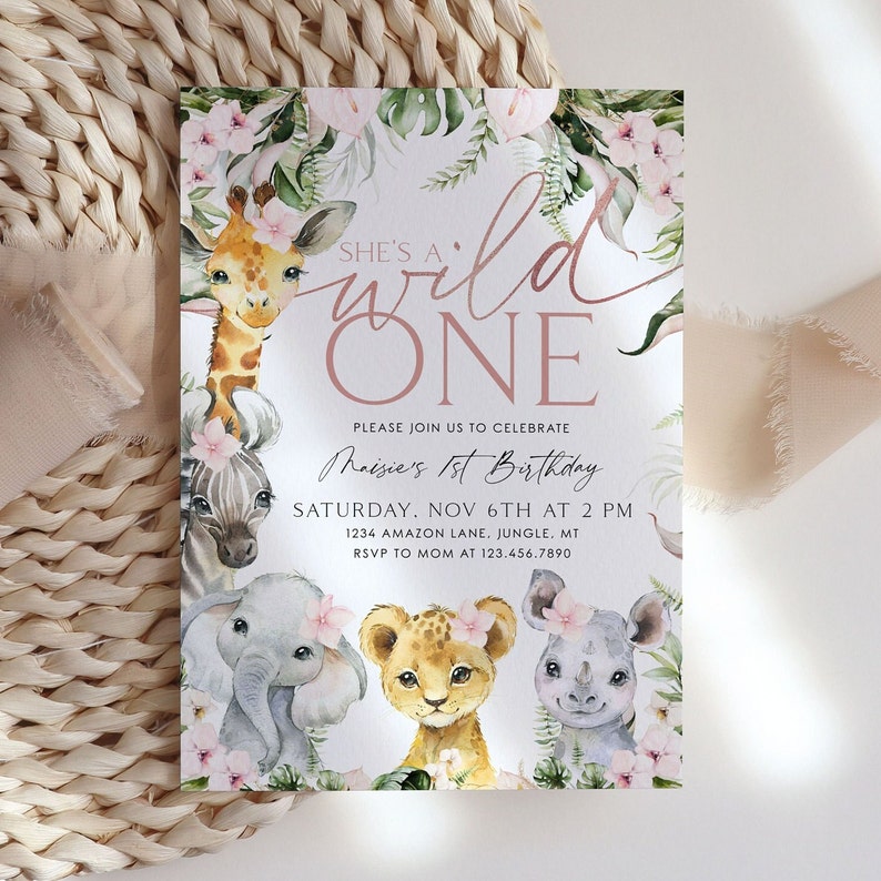 Wild One Birthday Girl Invitation Wild One Invitation - Etsy