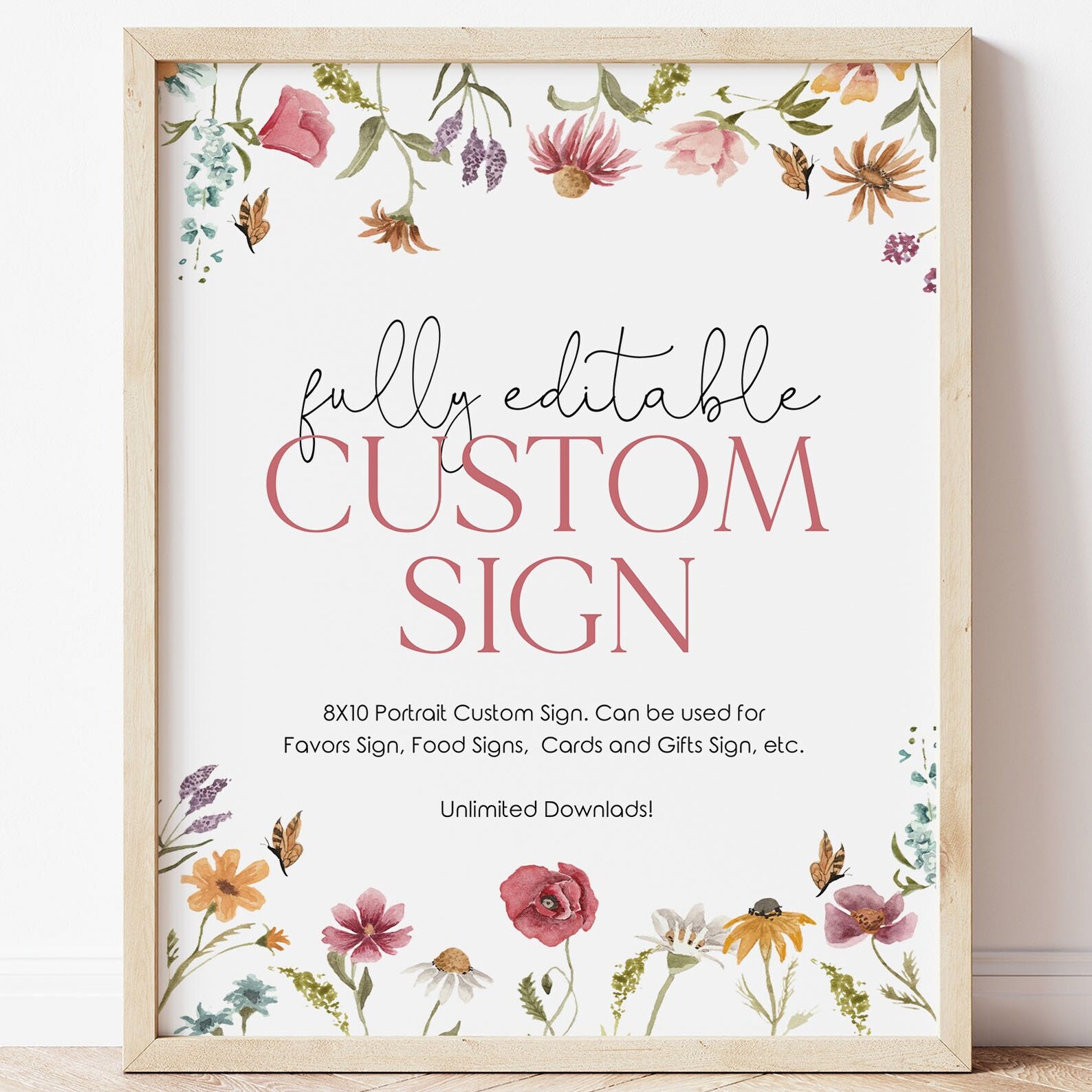 Wildflower Editable Sign Custom 8x10 Sign Wildflower - Etsy