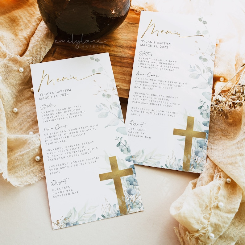 Baptism Menu Template Printable Christening Menu Template - Etsy