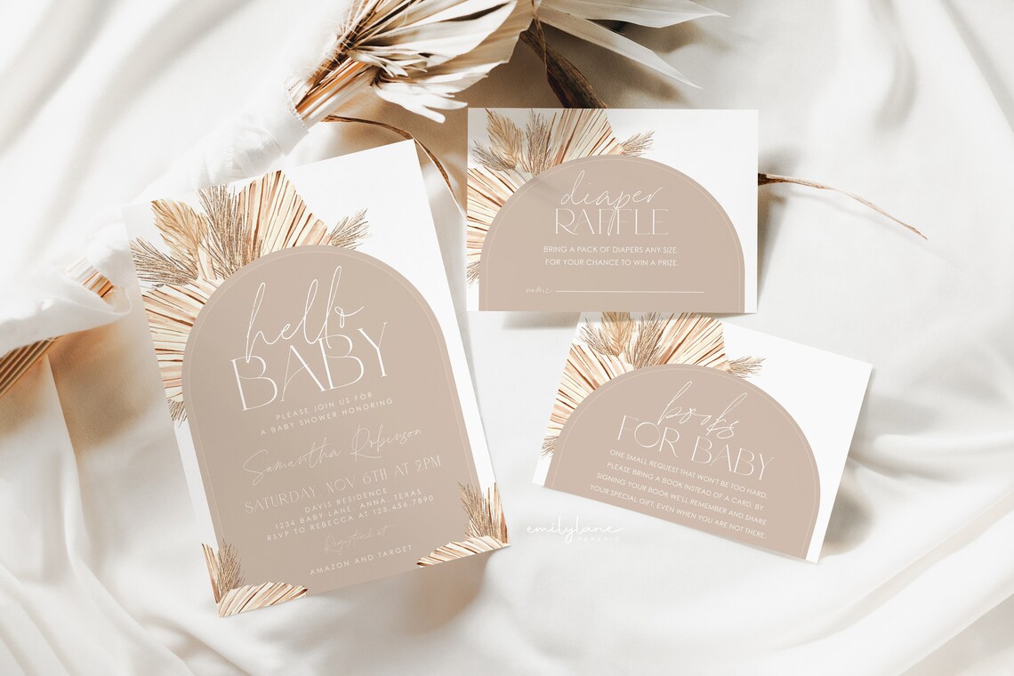 Boho Baby Shower Invitation Set Boho Arch Baby Shower Invite | Etsy