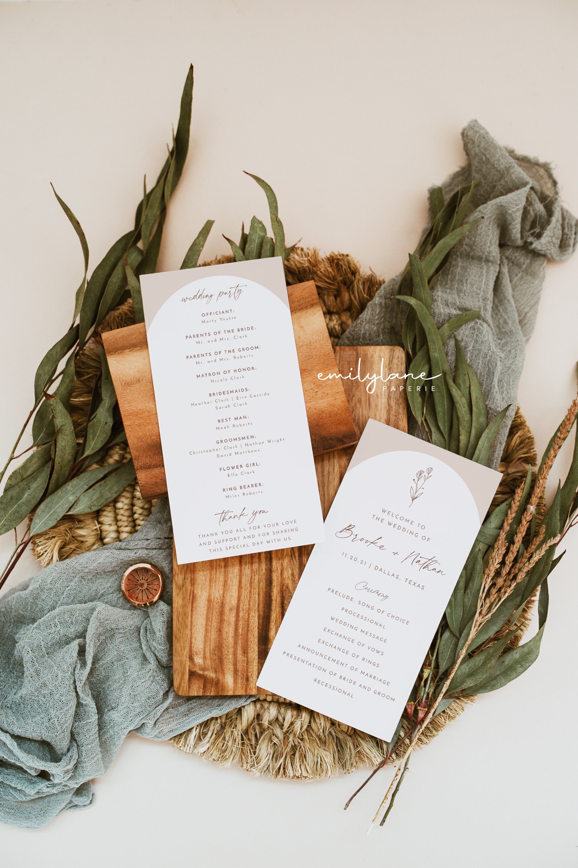 Boho Wedding Program Template Boho Arch Wedding Program | Etsy