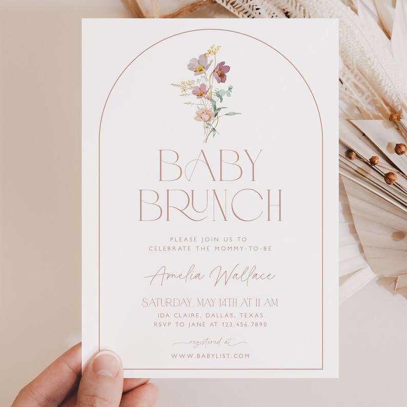 Baby Shower Invitation, Floral Spring Baby Shower Invite, Girl Baby ...