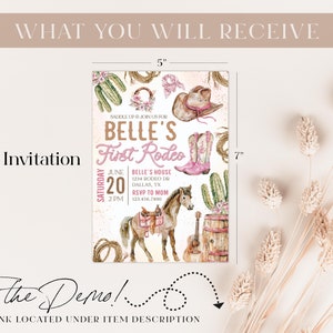 First Rodeo Birthday Invitation Girl, Pink 1st Rodeo Birthday Invite ...
