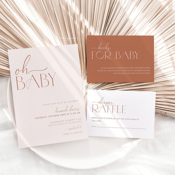 Boho Baby Shower Invitation Set Modern Baby Shower Invite - Etsy