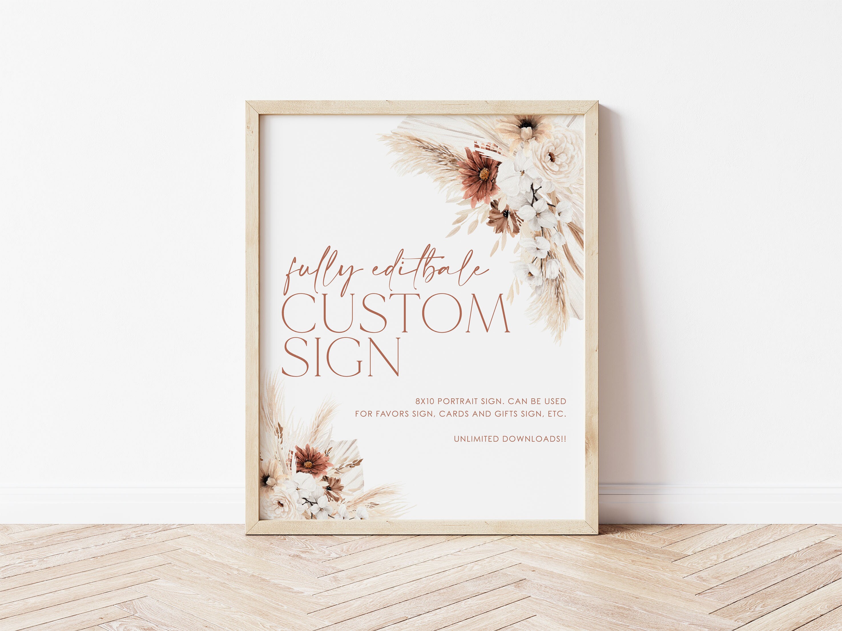Boho Editable Custom Sign Boho Floral Custom Sign Bohemian - Etsy