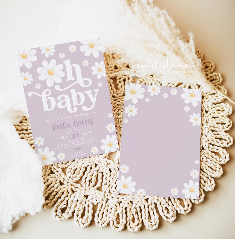 Daisy Baby Shower Invitation, Daisy Oh Baby Shower Invitation, Daisy ...