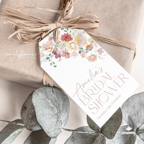 Bridal Shower Gift Tags Printable Minimalist Thank You Tags Announce