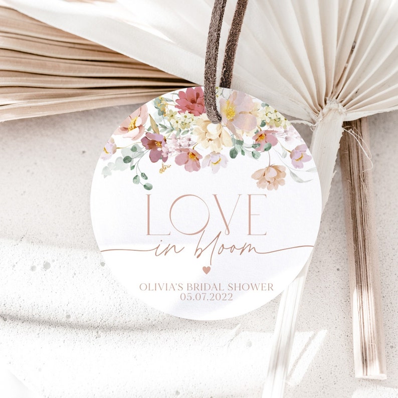 Love in Bloom Favor Tag Pink Floral Bridal Shower Thank You - Etsy
