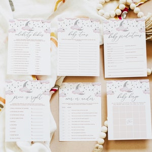 Twinkle Twinkle Star Baby Shower Games Girl, Silver Moon Stars Baby ...