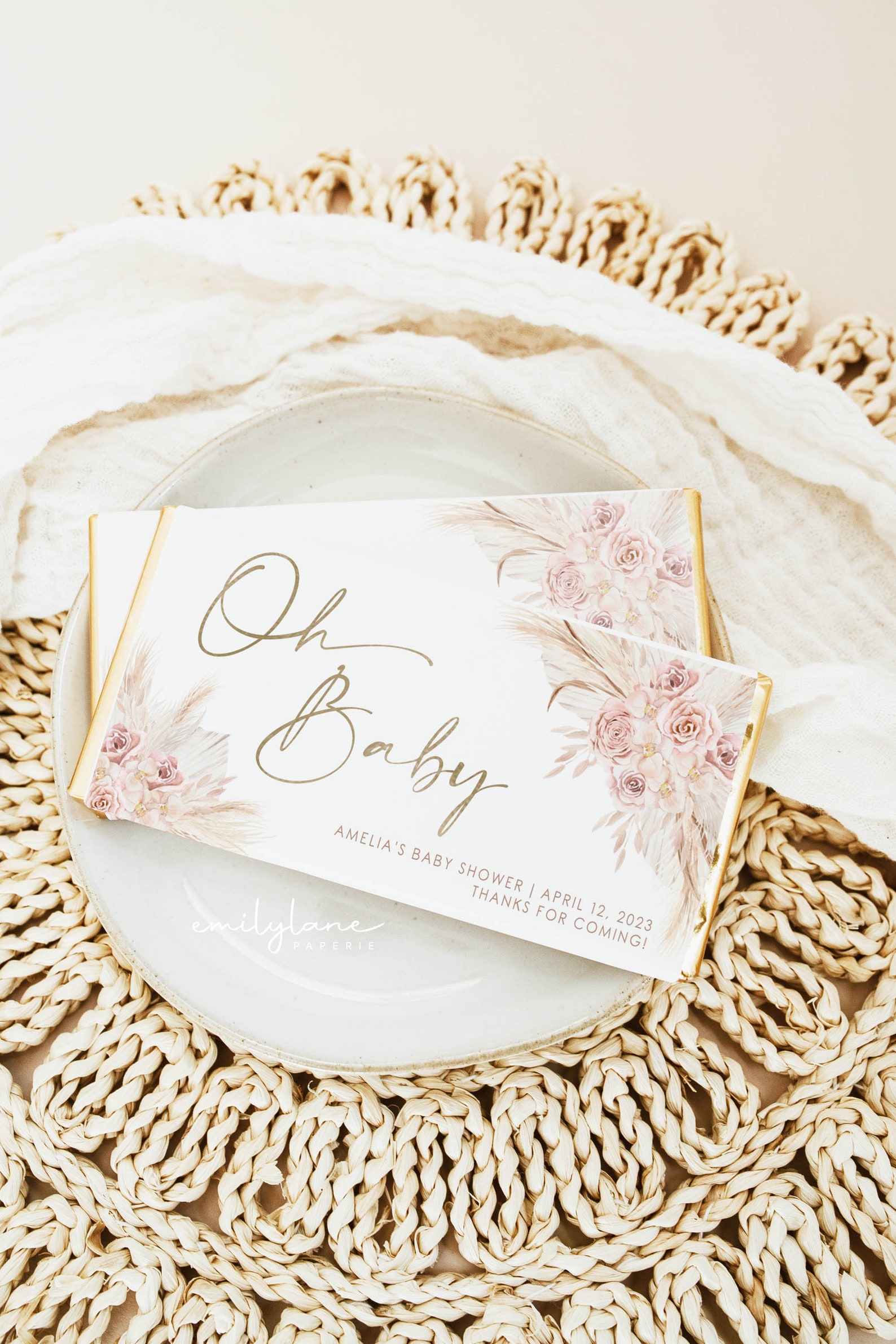 Pink Boho Chocolate Bar Wrapper, Pink Boho Candy Bar Wrapper Template ...