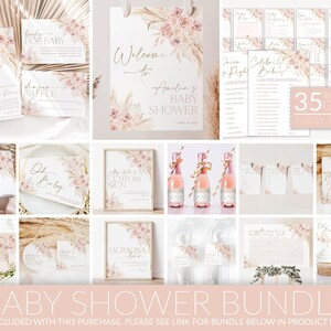 Pink Boho Food Labels, Boho Baby Shower Food Label Card, Boho Floral ...