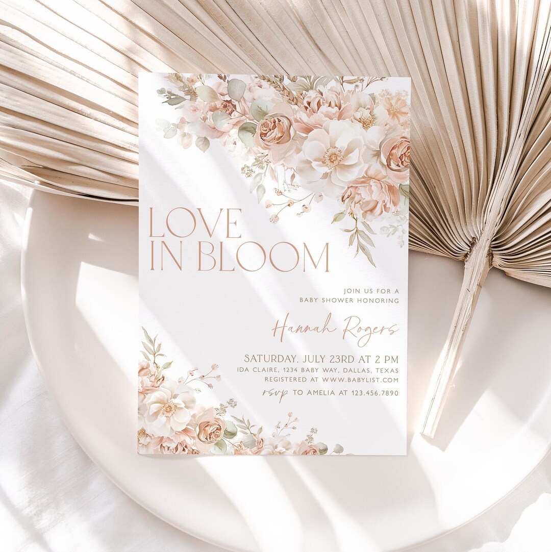 Love in Bloom Bridal Shower Invitation, Netural Florals Bridal Shower ...