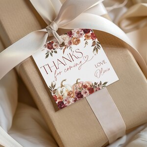 Fall Floral Thank You Favor Tag, Pumpkin Fall in Love Bridal Shower ...
