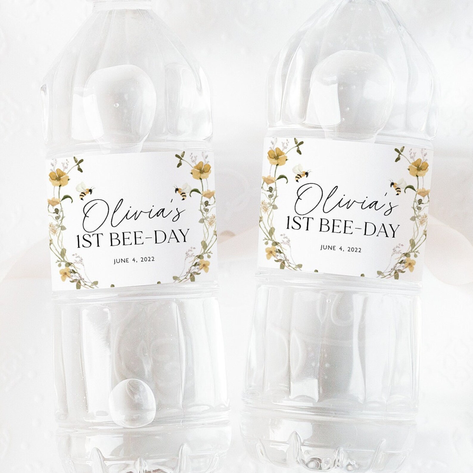 Bee Water Bottle Label 1st Bee-day Water Label Printable - Etsy