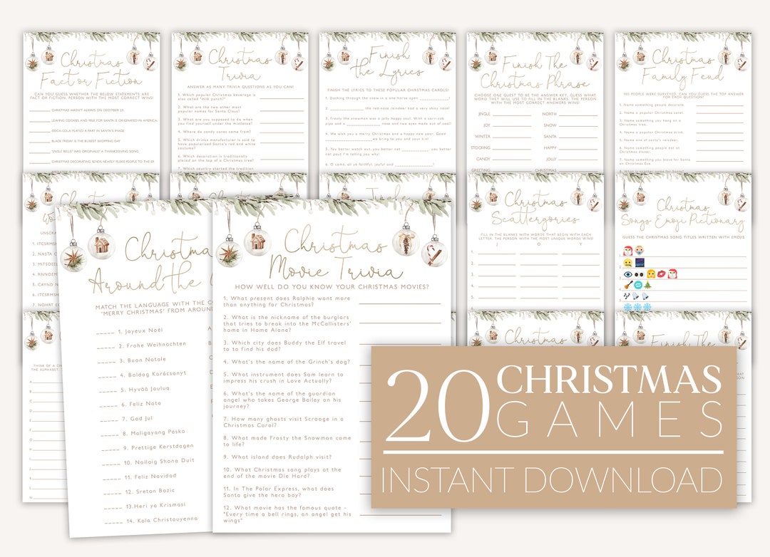Christmas Party Games Bundle, Printable Holiday Games, Ornament ...