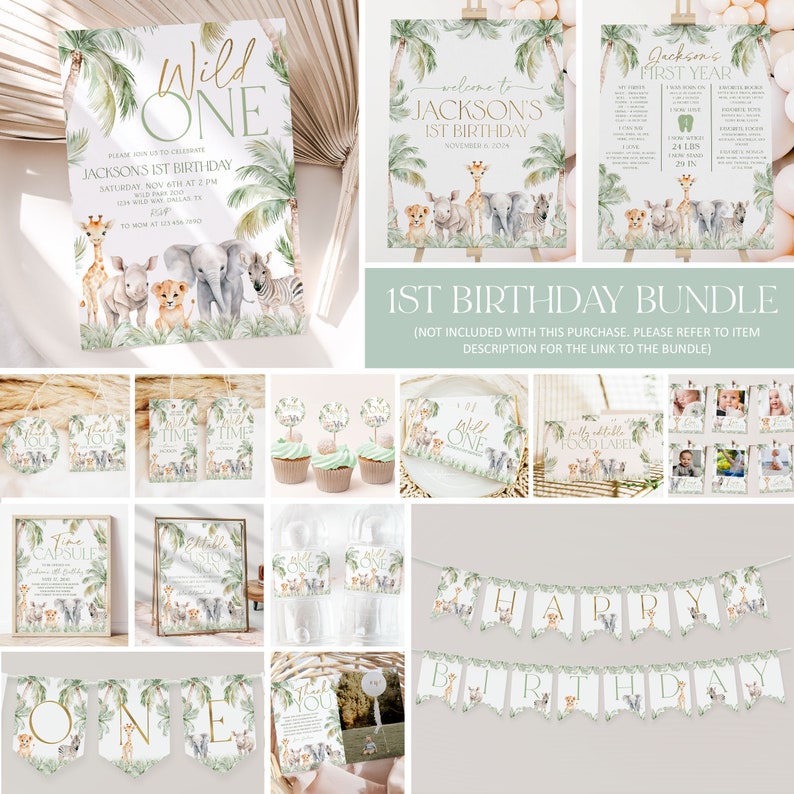 Wild One High Chair Banner Printable, 1st Birthday Banner for High ...