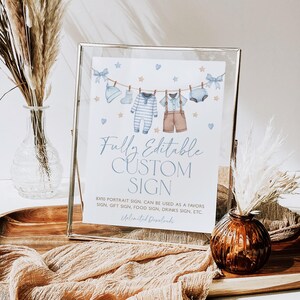 Editable Custom Sign, Custom 8x10 Sign, Blue Boy Clothesline Sign, Boy ...