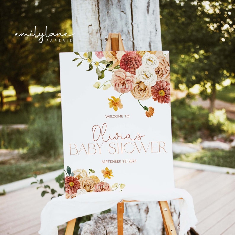 Fall Baby Shower Welcome Sign, Fall Floral Baby Welcome Sign, Floral ...