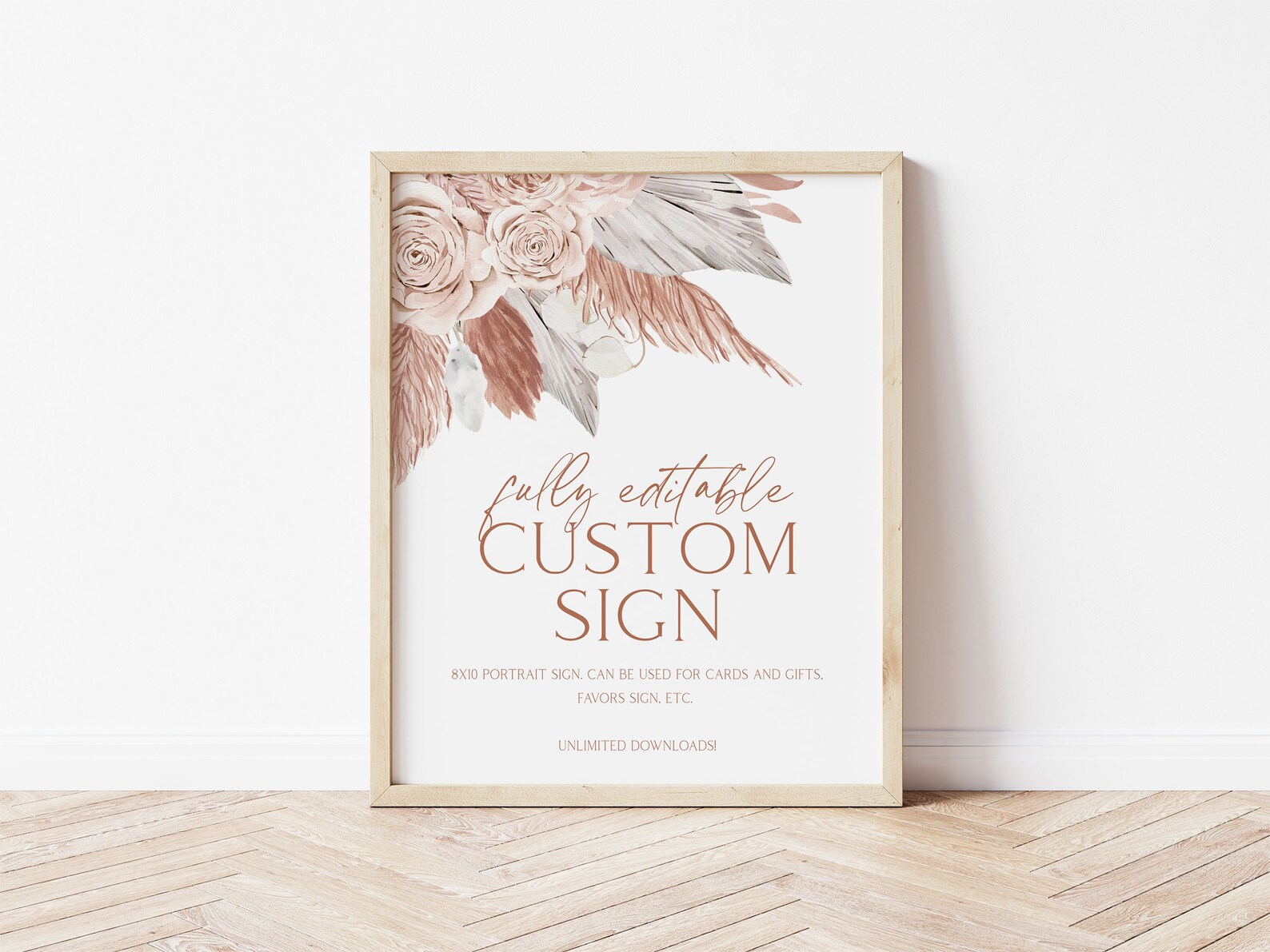Boho Editable Sign Custom 8x10 Sign Boho Pampas Grass Baby - Etsy