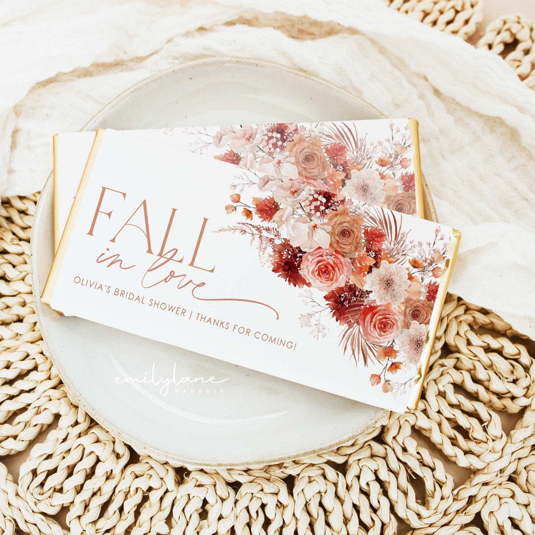 Boho Fall Floral Chocolate Bar Wrapper, Fall in Love Candy Bar Wrapper ...