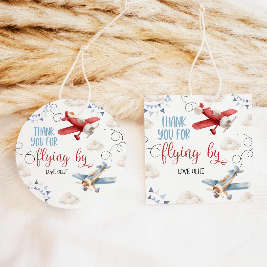Airplane Thank You Favor Tag, Time Flies Birthday Thank You Favor Tag ...