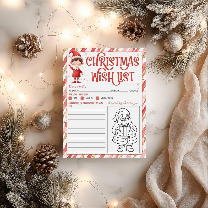 Christmas Wish List Printable, Editable Letter to Santa Template for ...