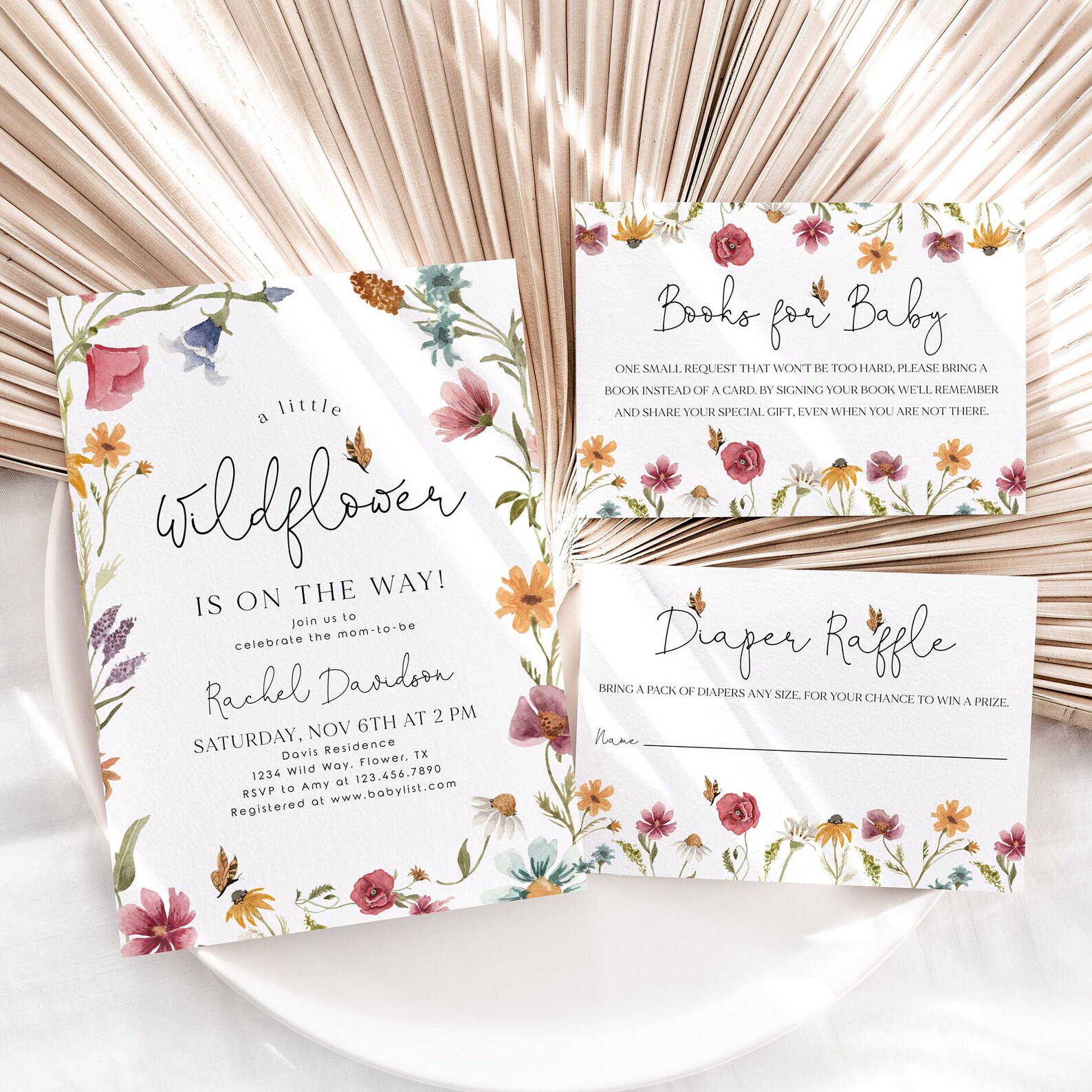 Wildflower Baby Shower Invitation Bundle, A Little Wildflower is on the ...