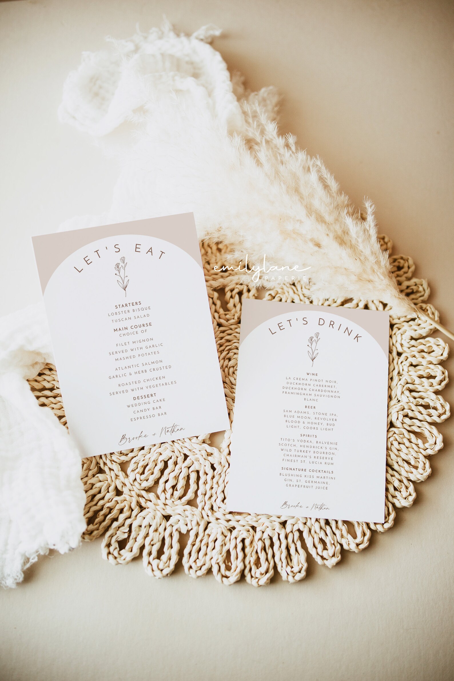 Arch Wedding Menu Template Boho Minimalist Wedding Menu - Etsy