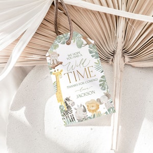 Wild One Birthday Favor Tag, Safari 1st Birthday Thank You Tag, Wild ...