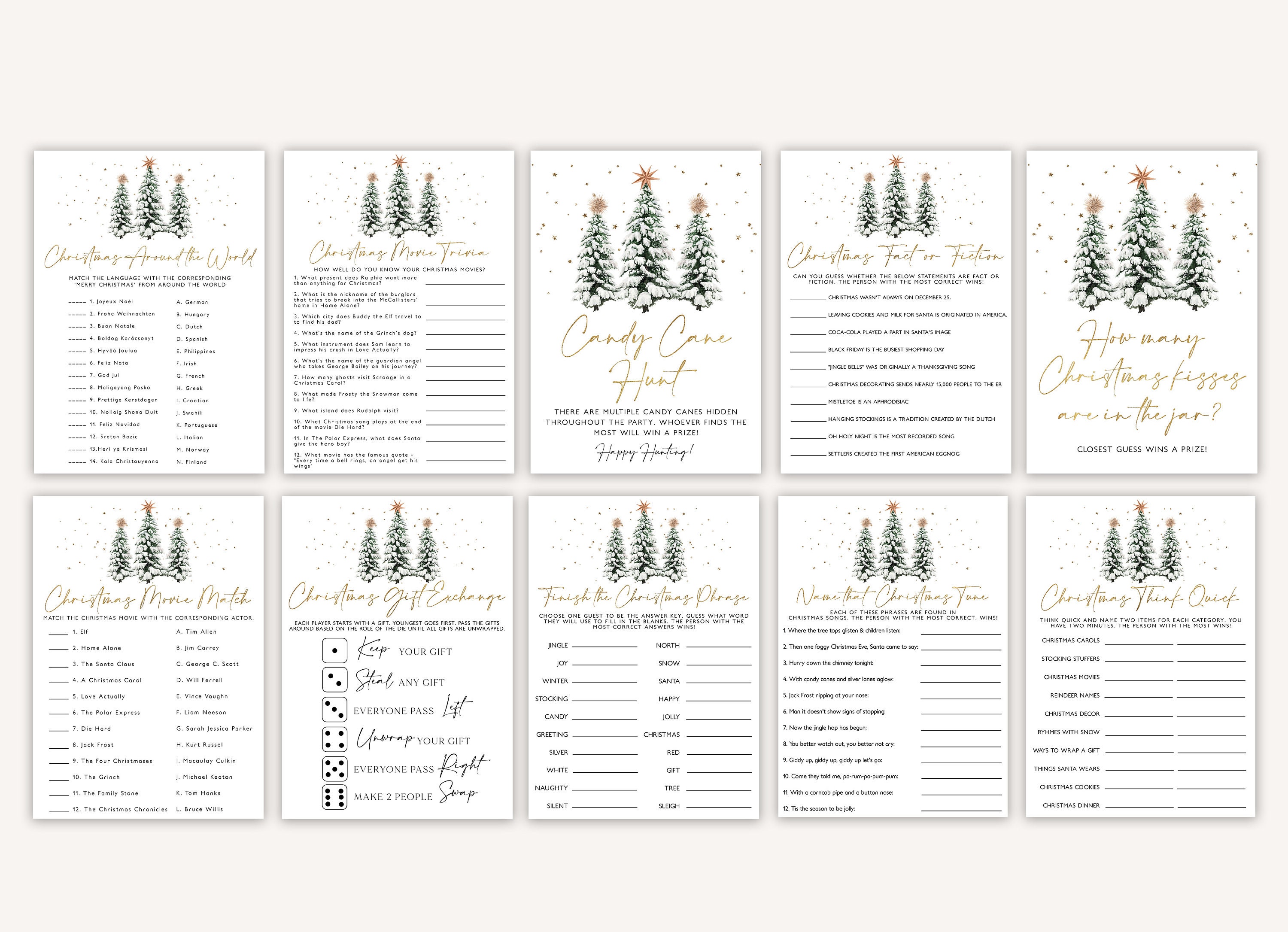 Christmas Party Games Bundle Printable Holiday Games - Etsy