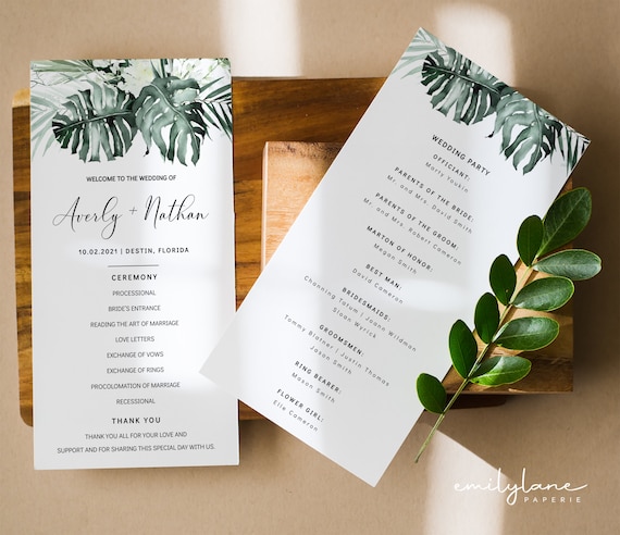 Beach wedding program template | Beachweddingtips.com