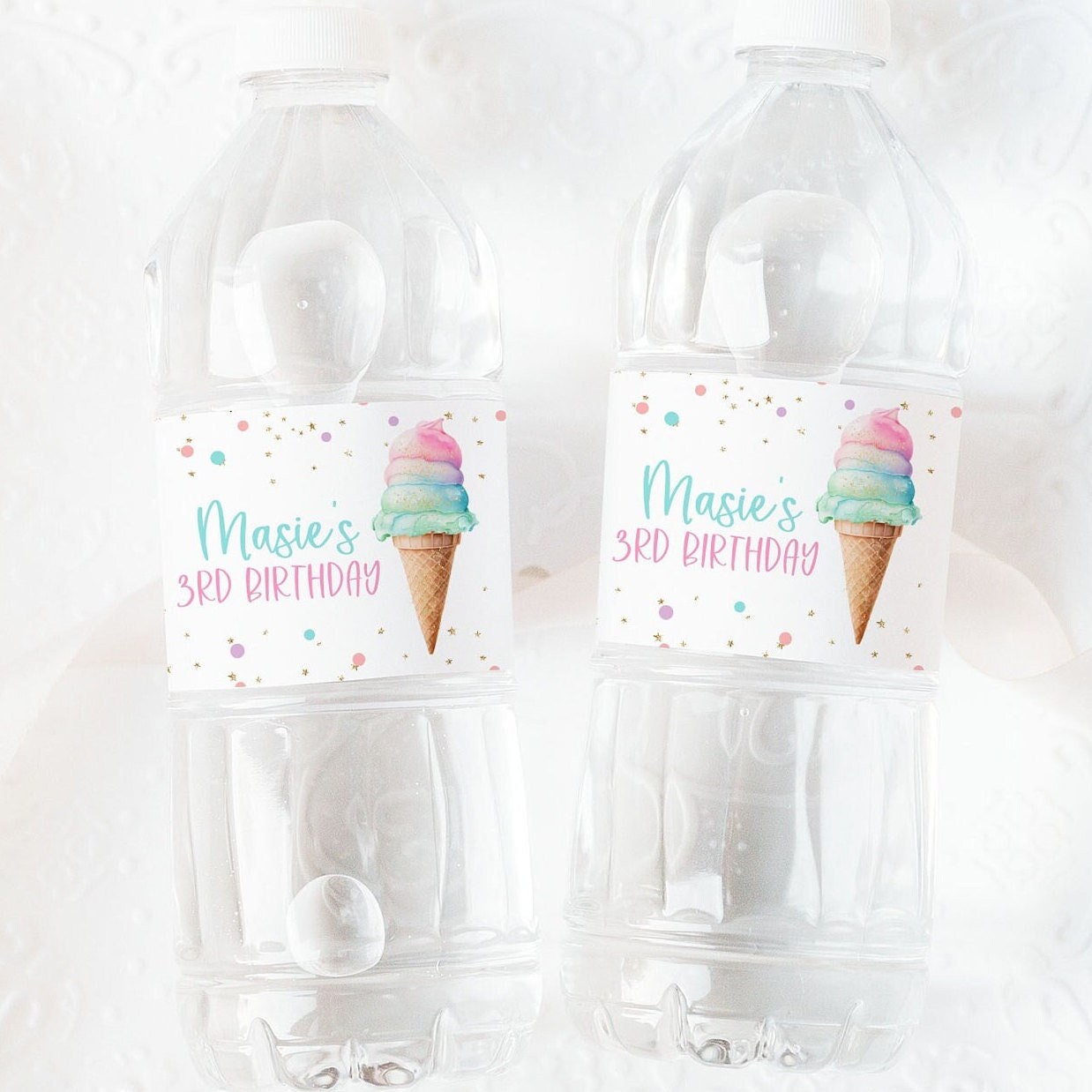 Pastel Ice Cream Water Bottle Label Birthday Water Label - Etsy
