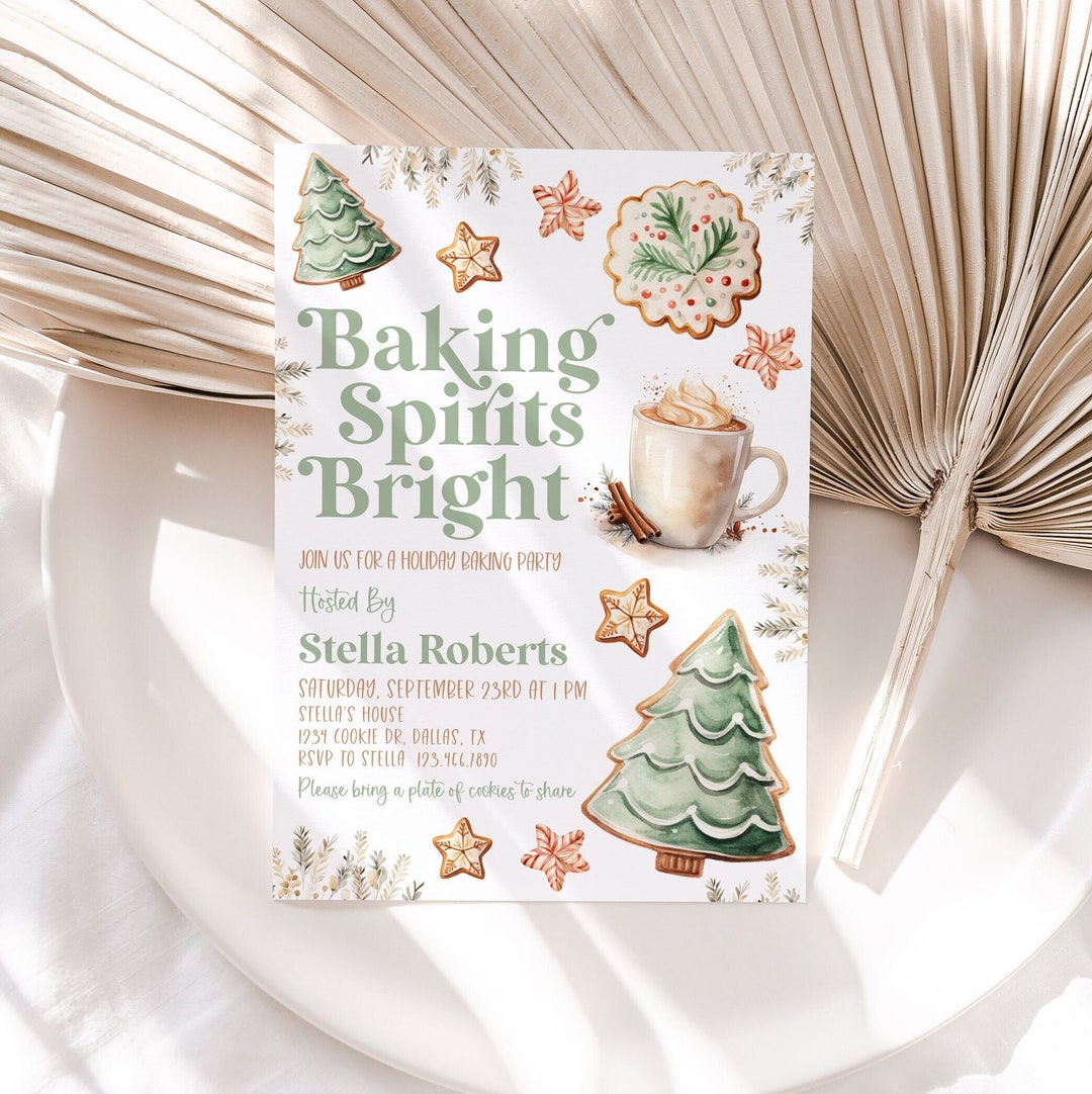 Baking Spirits Bright Invitation Template, Cookie Christmas Party ...