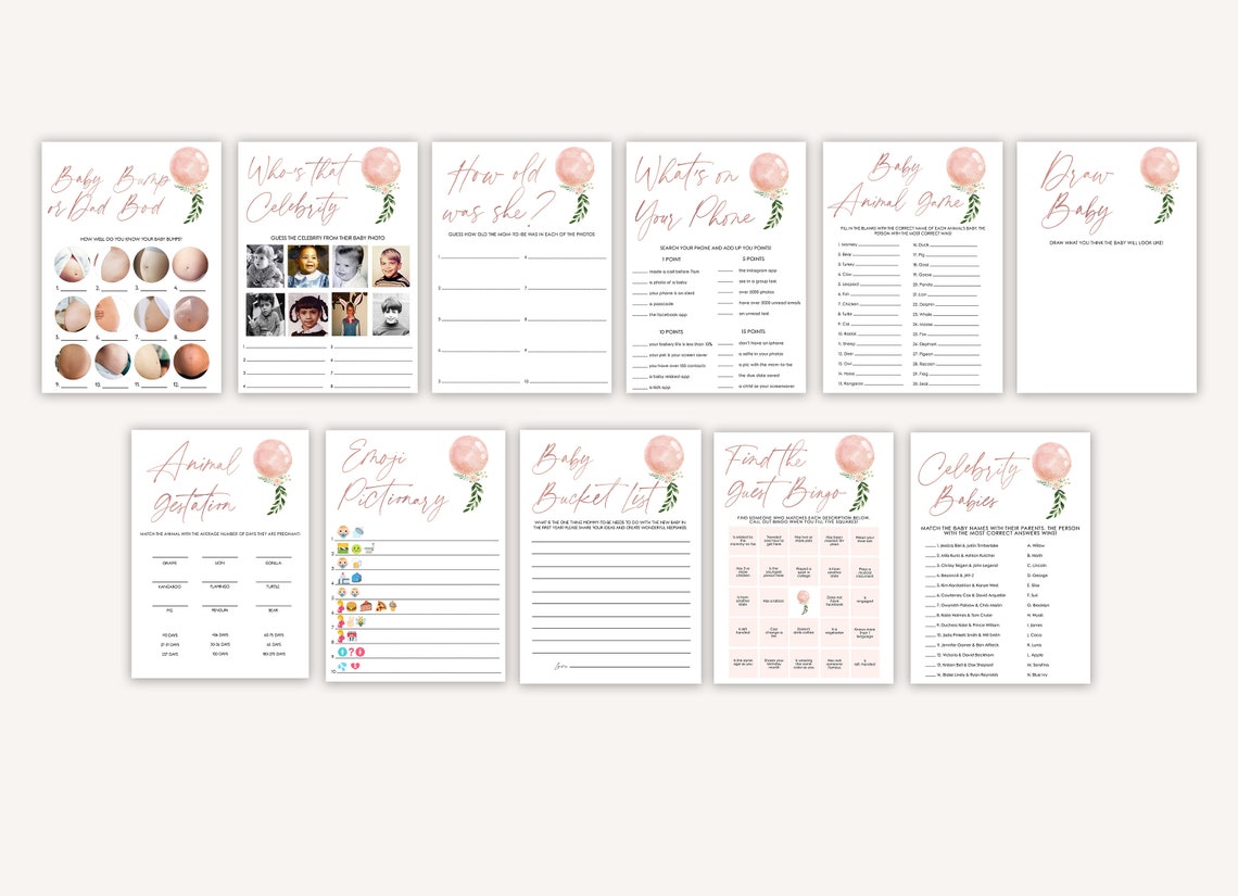 Baby Shower Games Girl Baby Shower Editable Games Printable | Etsy