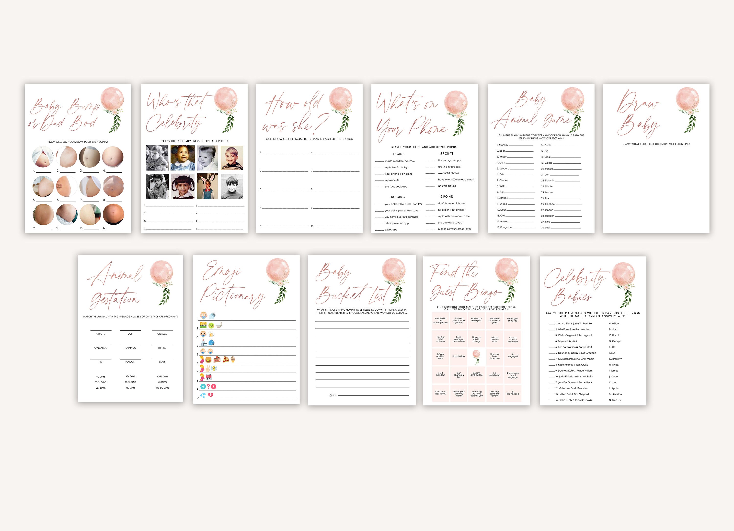 Baby Shower Games Girl Baby Shower Editable Games Printable | Etsy