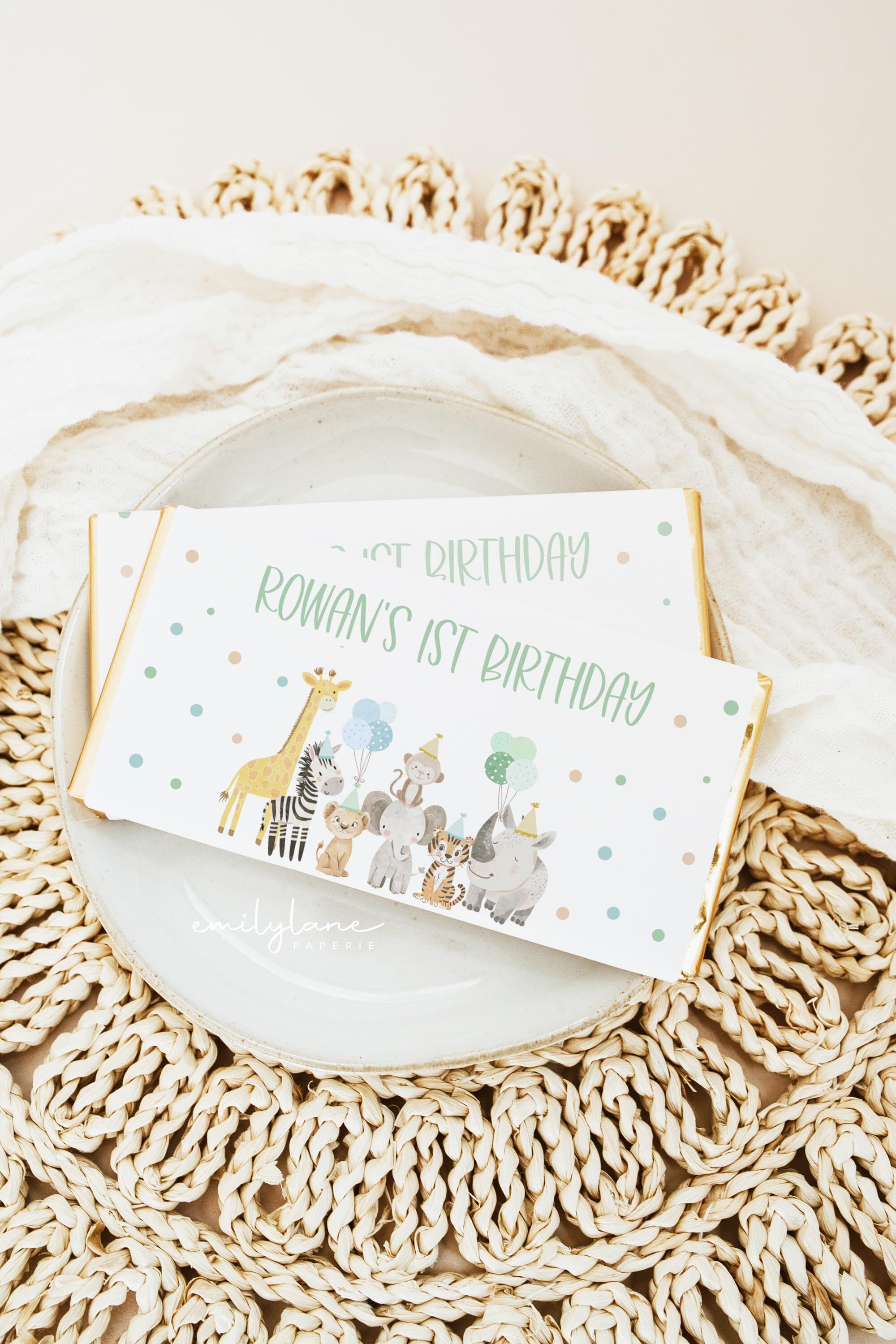 Party Animals Chocolate Bar Wrapper, Safari Animals Candy Bar Wrapper ...