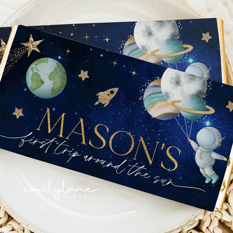 Outer Space Chocolate Bar Wrapper First Trip Around the Sun - Etsy
