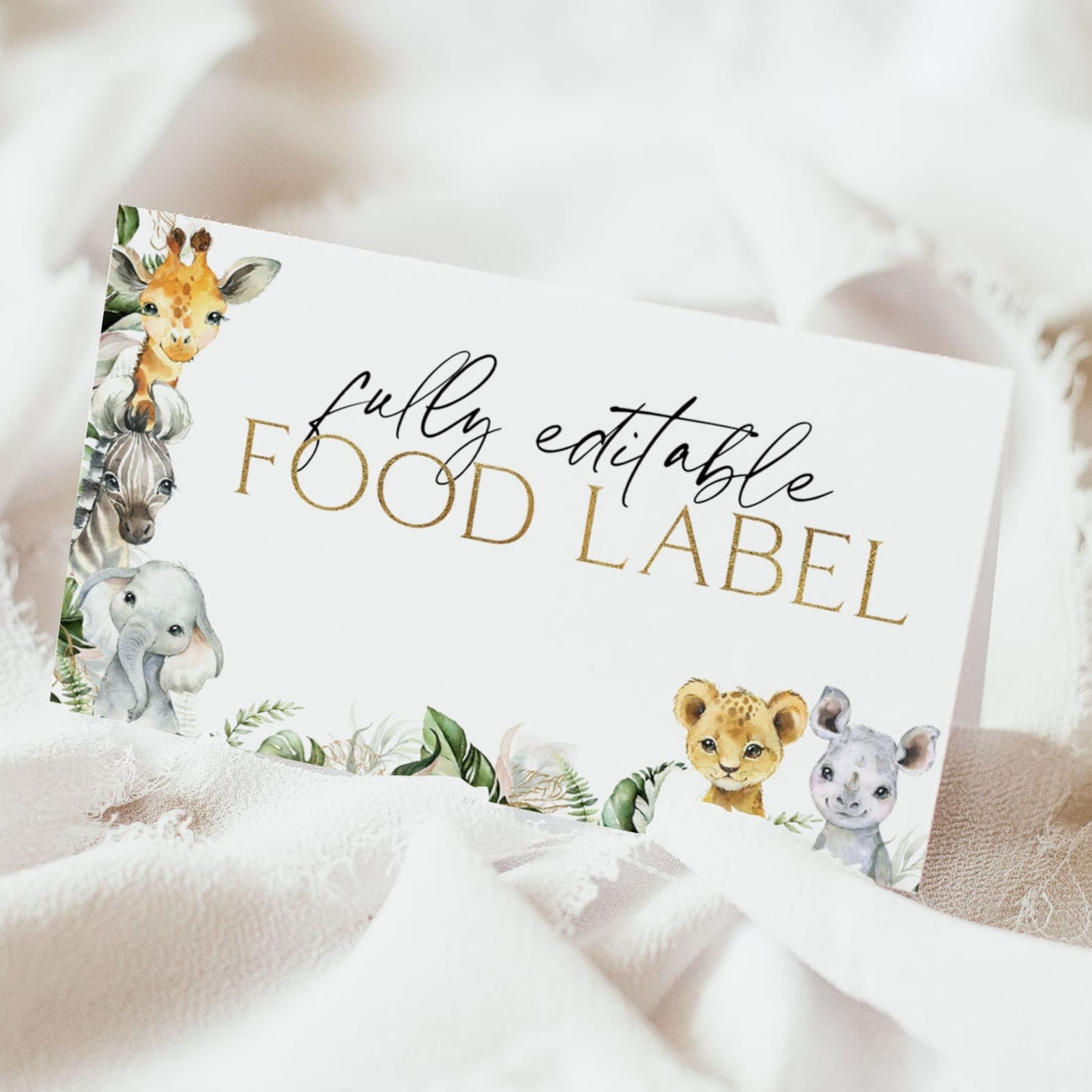 Editable Food Labels Wild One Food Label Card Safari | Etsy