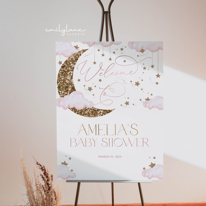 Twinkle Twinkle Star Baby Shower Welcome Sign Over the Moon - Etsy